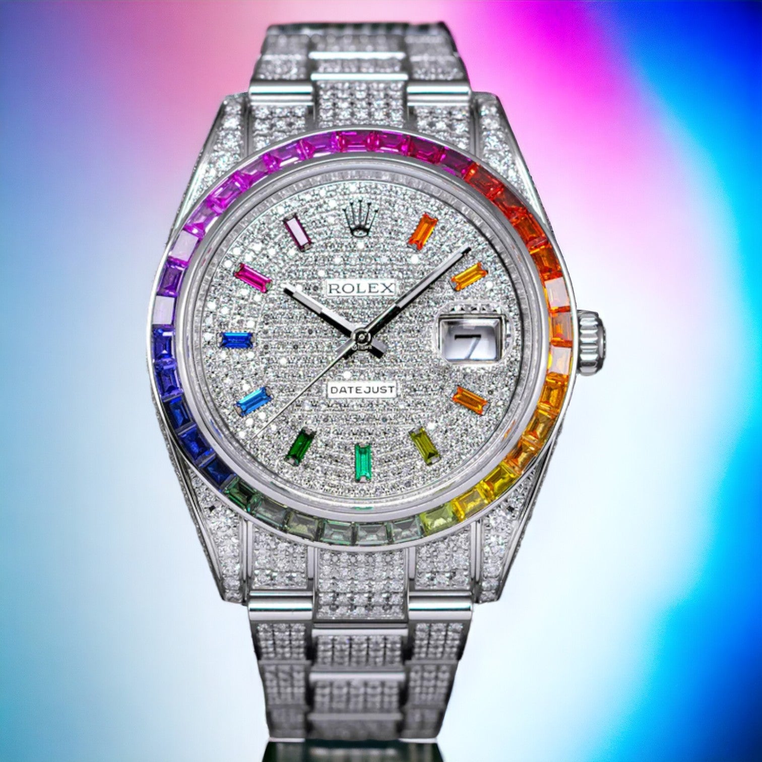 Rolex Datejust 41 Oyster - Iced Out Rainbow - Custom Diamond Set 126300
