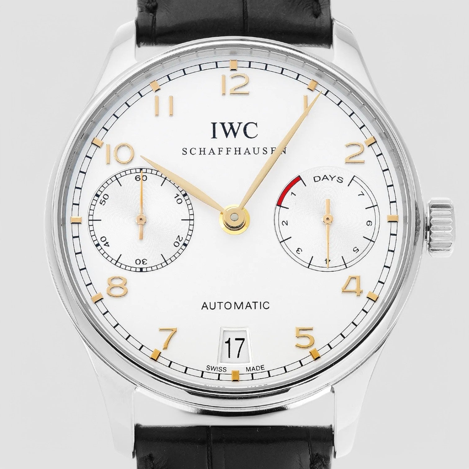 IWC Portuguese 7 Day Automatic SS Silver Dial Rose Numerals IW500114