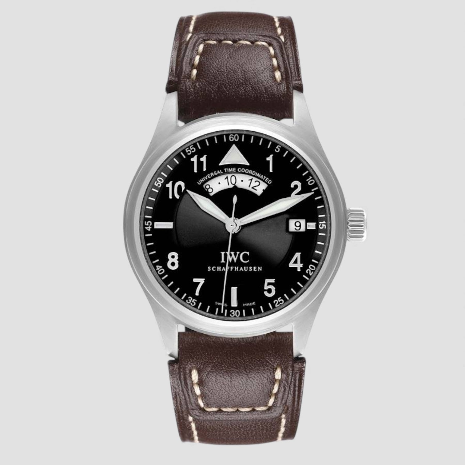 IWC Pilots Spitfire UTC Automatic Black Dial Steel Mens Watch IW325105
